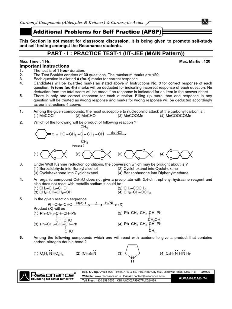 Carbonyl Compounds (Aldehydes - Ketones) - Carboxylic Acids APSP | PDF | Aldehyde | Carboxylic Acid
