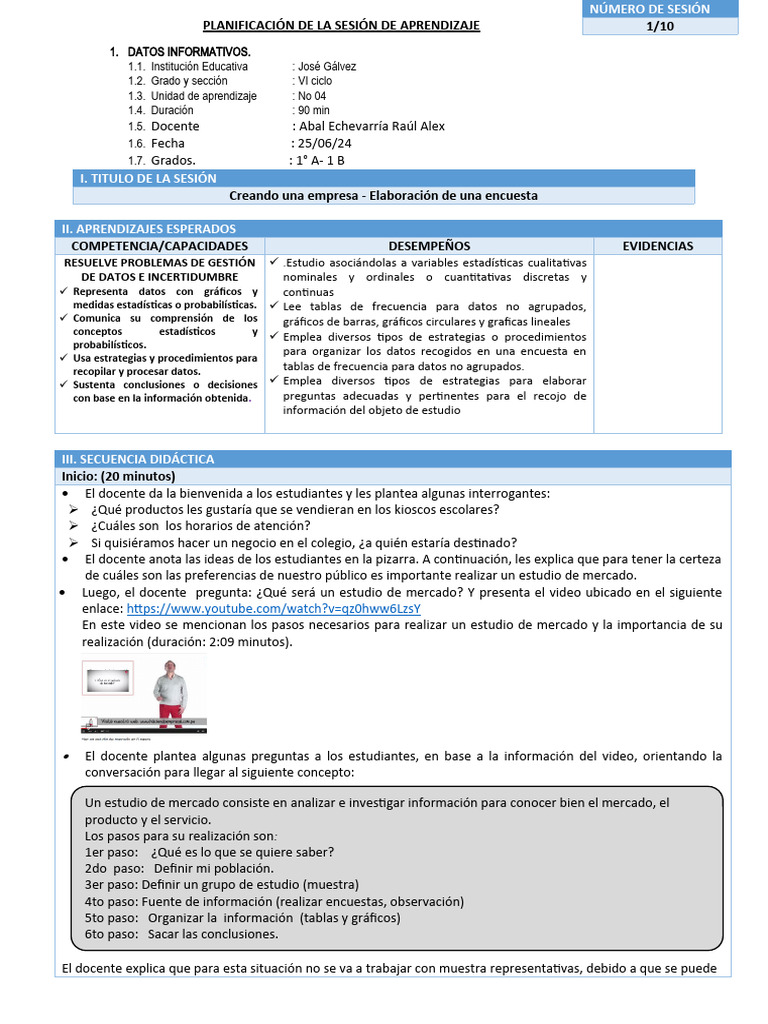Mat - U3 - Sesion 01 | PDF | Metodología de encuesta | Investigación de mercado