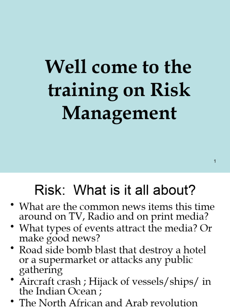 Risk Managemnt Training | PDF | Risk | Risk Management