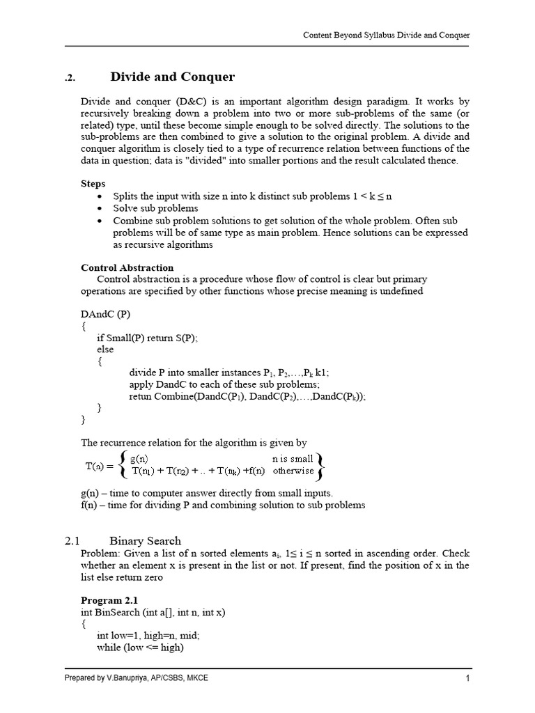 Divide And Conquer Download Free Pdf Mathematical Logic Computer 7843