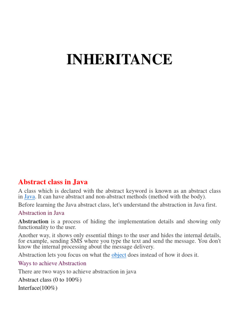 Oops Unit Ii Pdf Inheritance Object Oriented Programming Class Computer Programming 4995