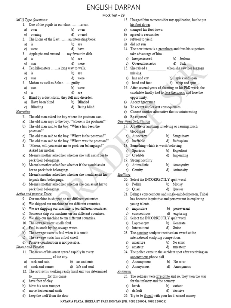English Mock Test with Answers | PDF | International Relations ...