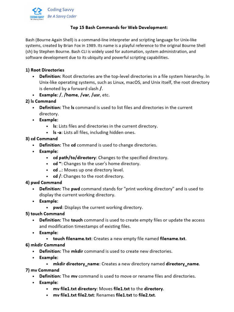 Bash Important Commands | PDF | Filename | Computer File