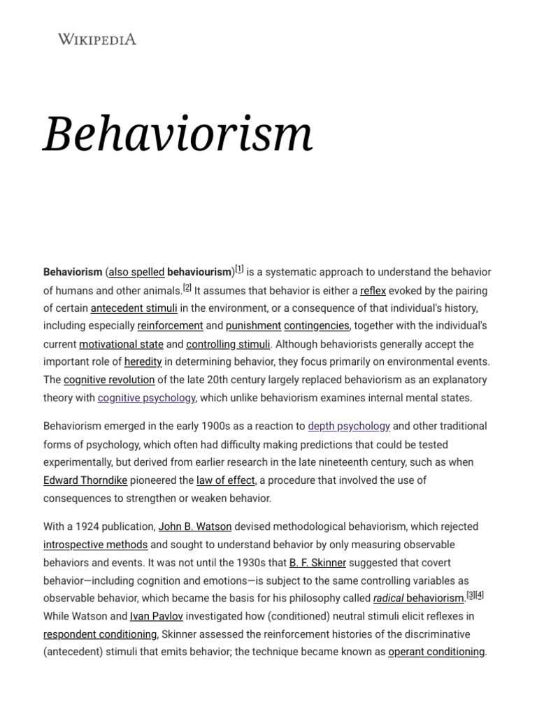 Overview of Behaviorism Theories | PDF | Behaviorism | Dialectical ...