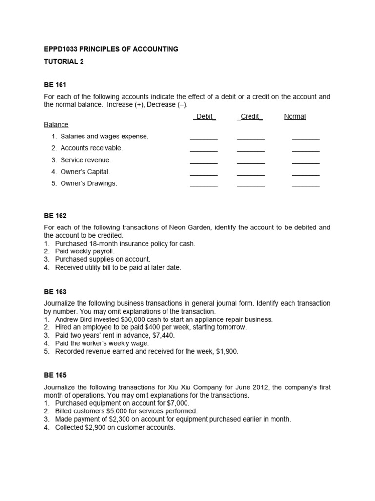 Tutorial 2 | PDF | Debits And Credits | Business
