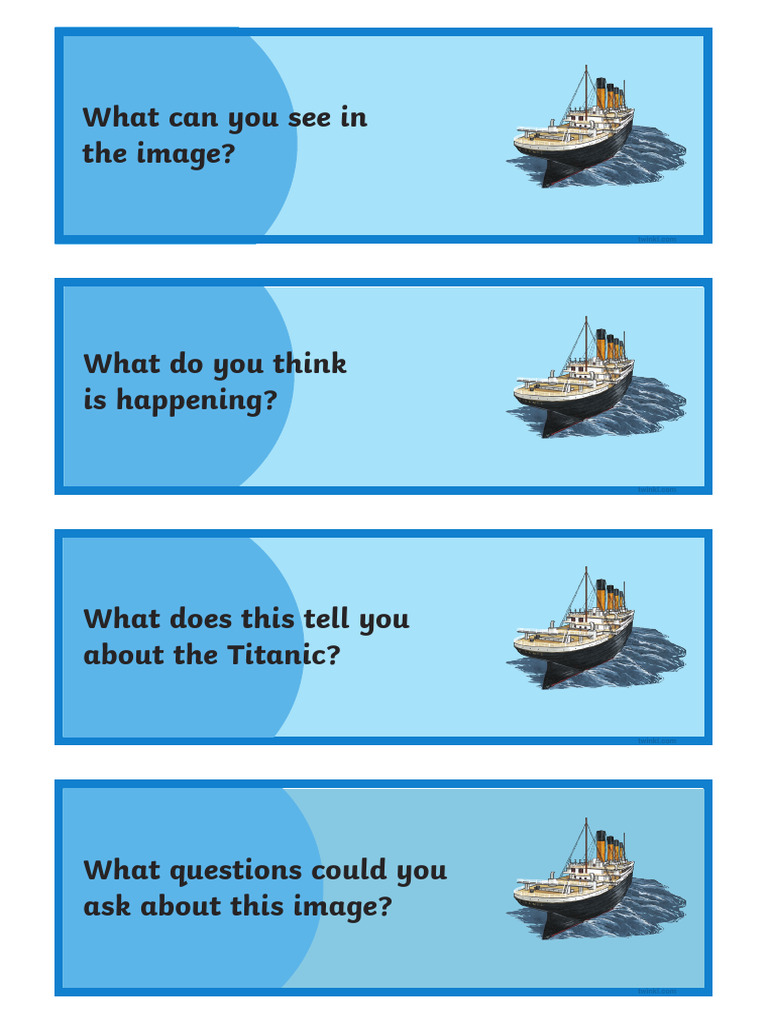 The Titanic Photo Pack Prompt Questions | PDF