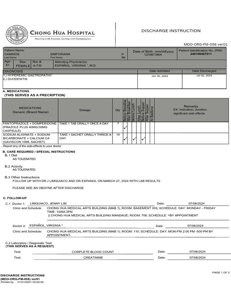 DISCHARGE INSTRUCTION | Download Free PDF | Clinical Medicine | Health Care