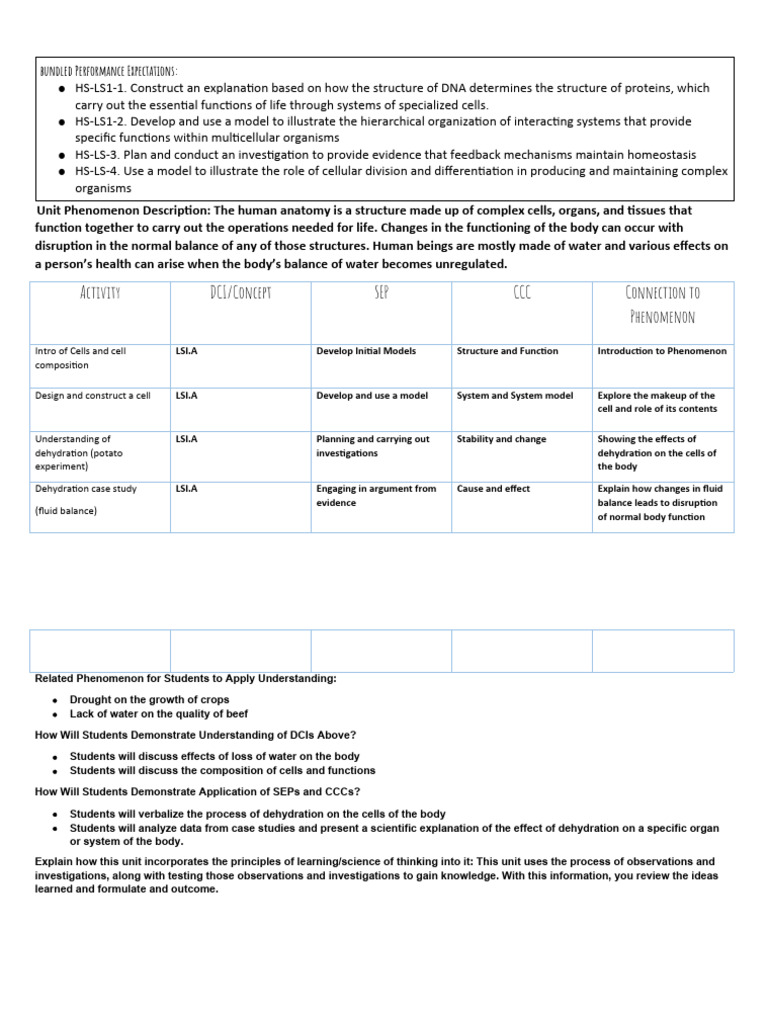 Model-Based Inquiry Unit Planning Tool | PDF | Cell (Biology) | Life