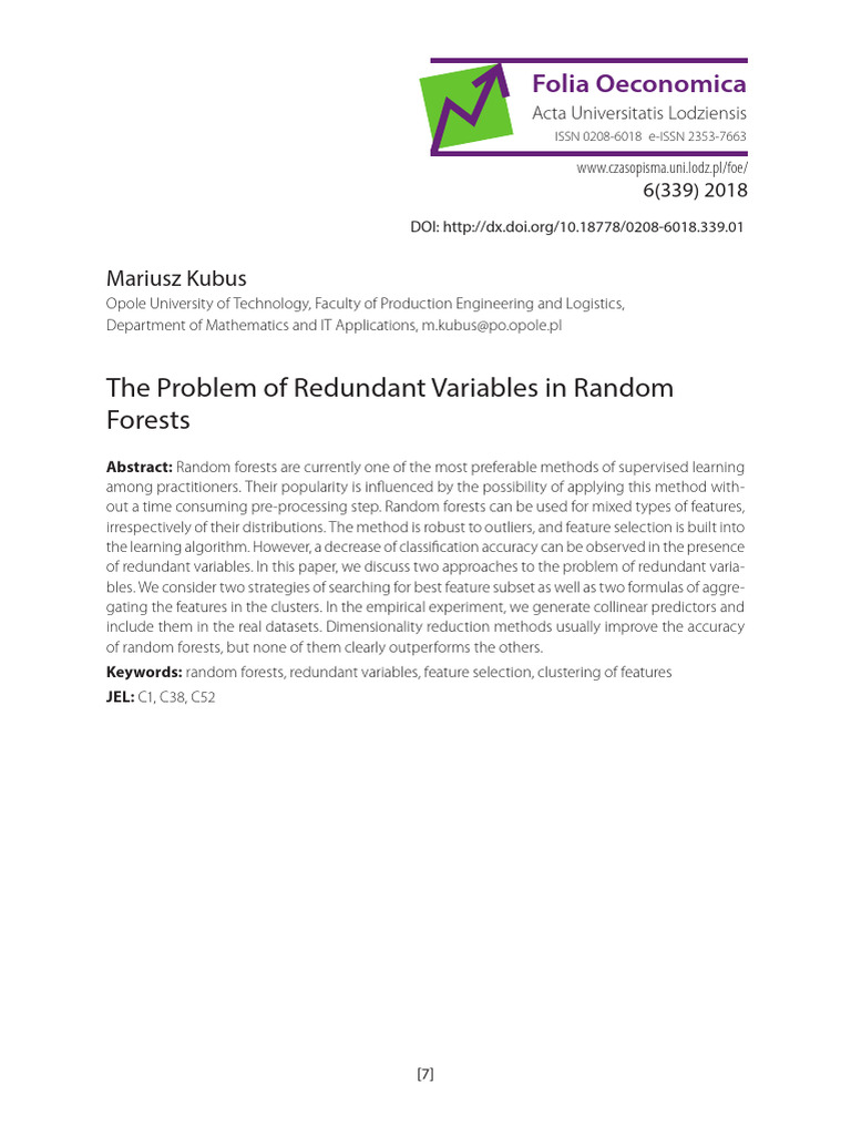The Problem of Redundant Variables | PDF | Cluster Analysis | Statistical Classification