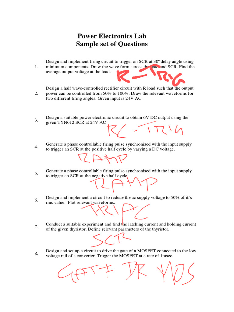 Sample Questions PE Lab | PDF | Power Inverter | Power Electronics