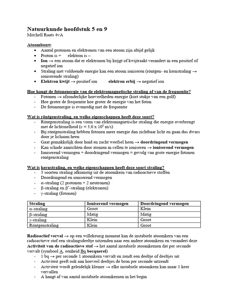 Natuurkunde Hoofdstuk 5 en 9 | PDF