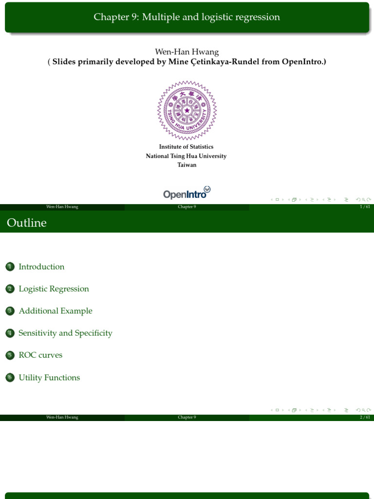 Lecture9 Logistic Regression | PDF | Logistic Regression | Regression Analysis