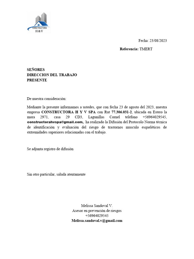 Carta Conductora Protocolos - Tmert | PDF