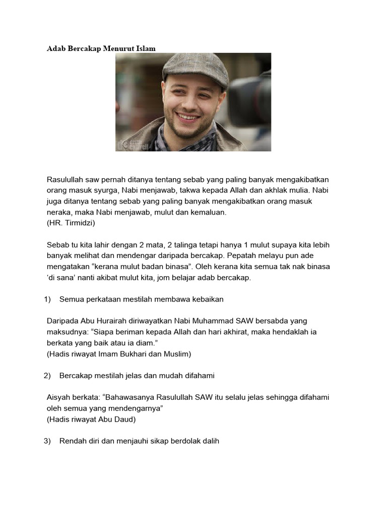 Adab Bercakap Menurut Islam | PDF