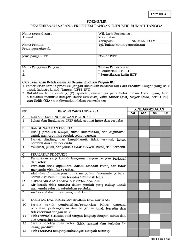 IRT-4 Pemeriks SRN | PDF