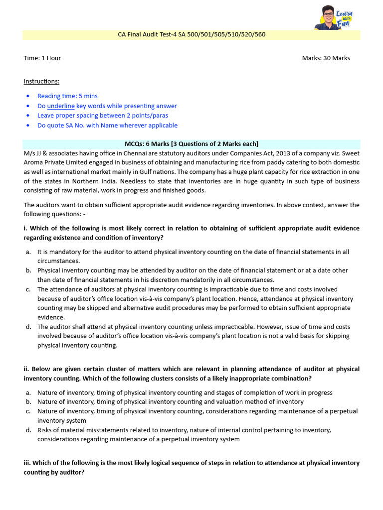 Caf QP 4 | PDF | Auditor's Report | Audit