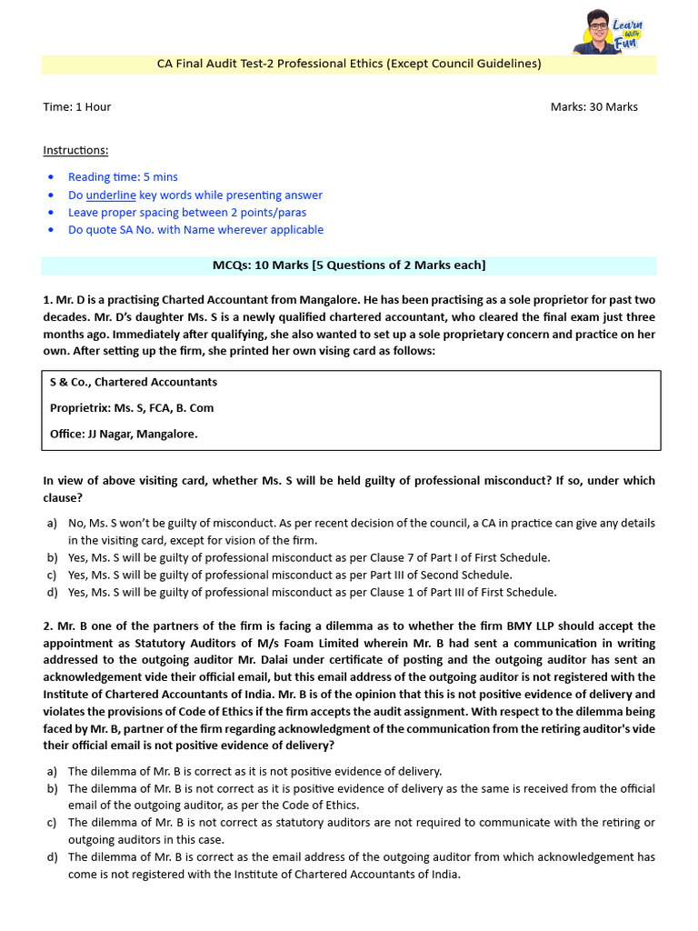 Caf QP 2 | PDF | Accountant | Audit