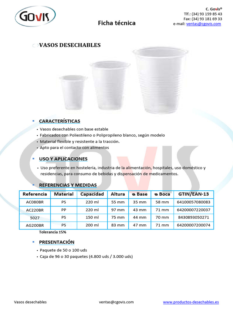 VASOS DESECHABLES | PDF VASOS DESECHABLES | PDF