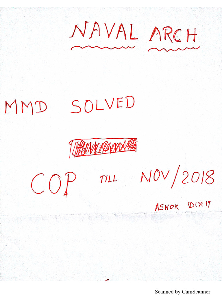 2012-2018 Ashok Dixit MMD Solved Cop Bilging SF BM Naval Arch II ...