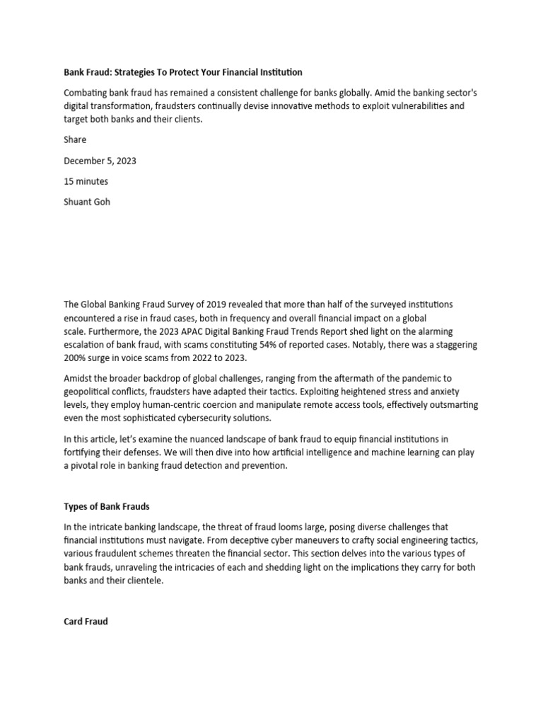 Bank Fraud Types | PDF | Machine Learning | Fraud