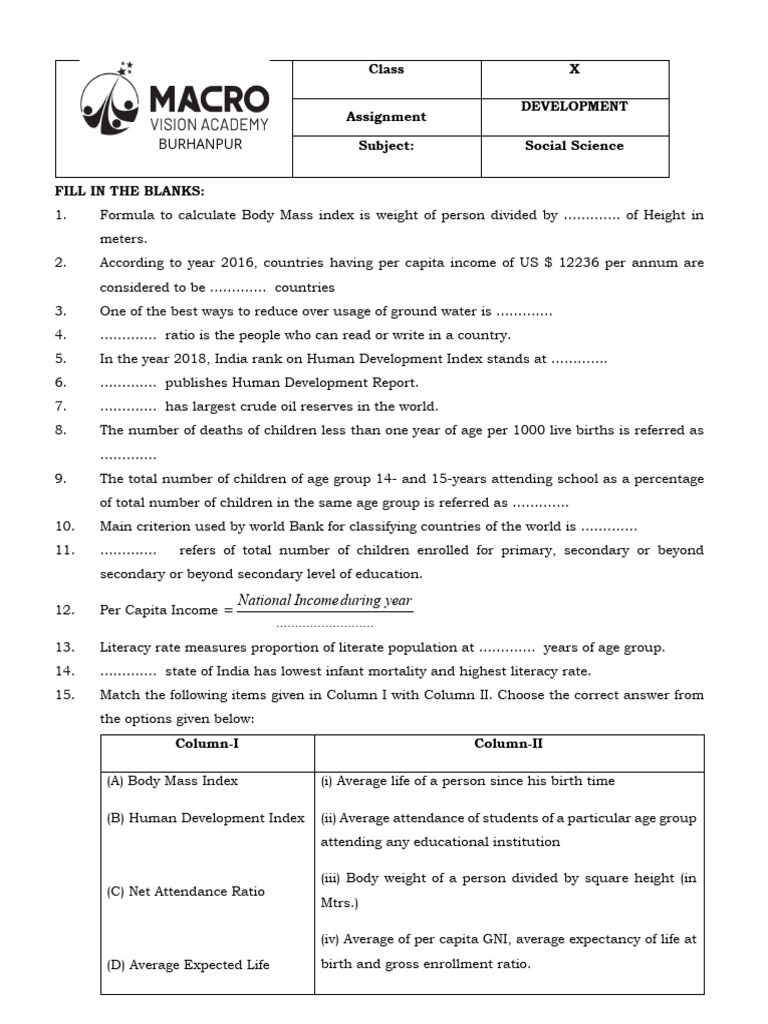 Development Assignment | Download Free PDF | Human Development Index | Literacy