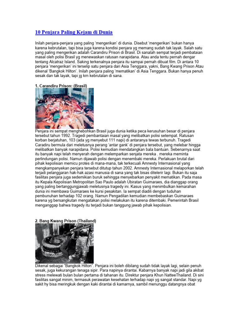 10 Penjara Paling Kejam Di Dunia | PDF