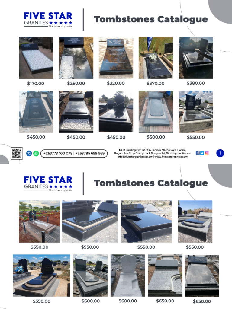 Five Star Granites Tombstones Catalogue Curves | PDF