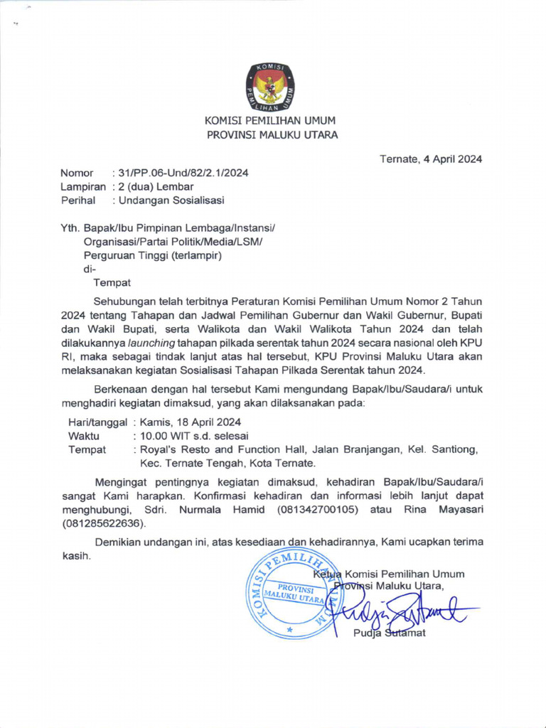 Undangan Sosialisasi Pilkada-1 | PDF