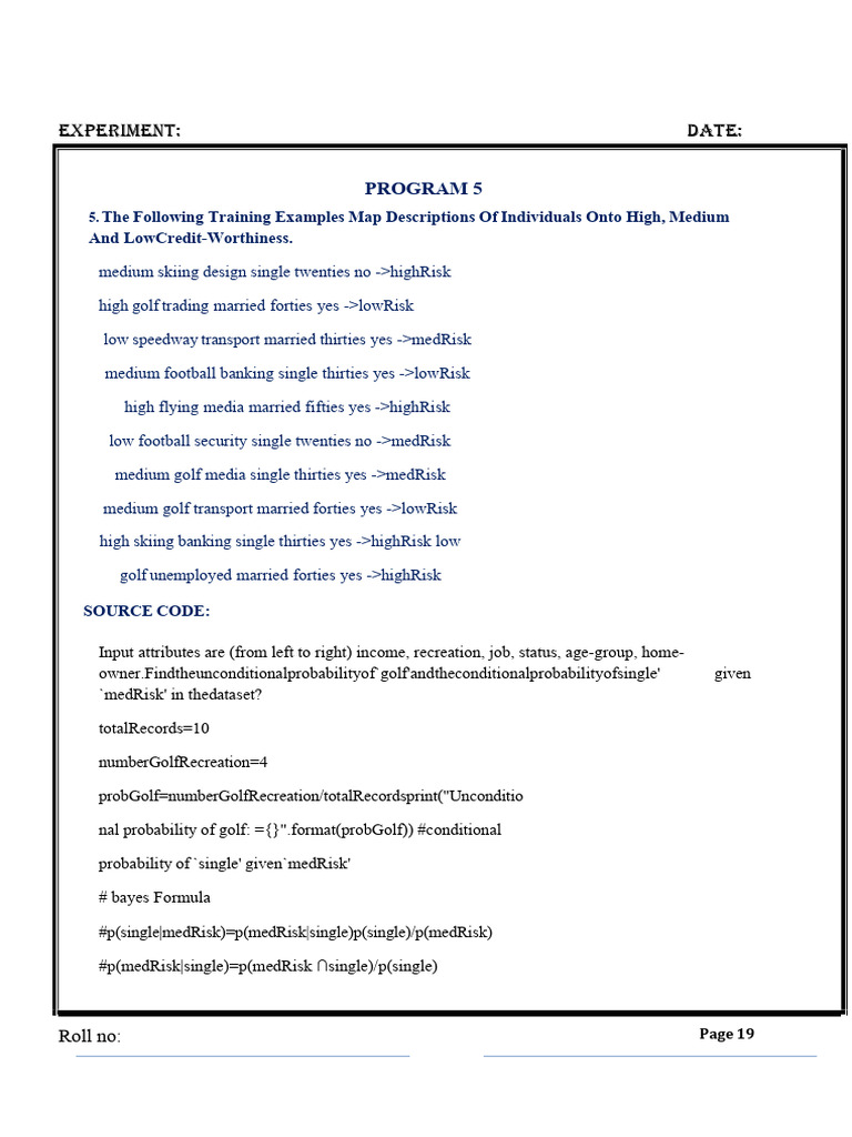 ML Lab Manual | PDF | Mean Squared Error | Accuracy And Precision