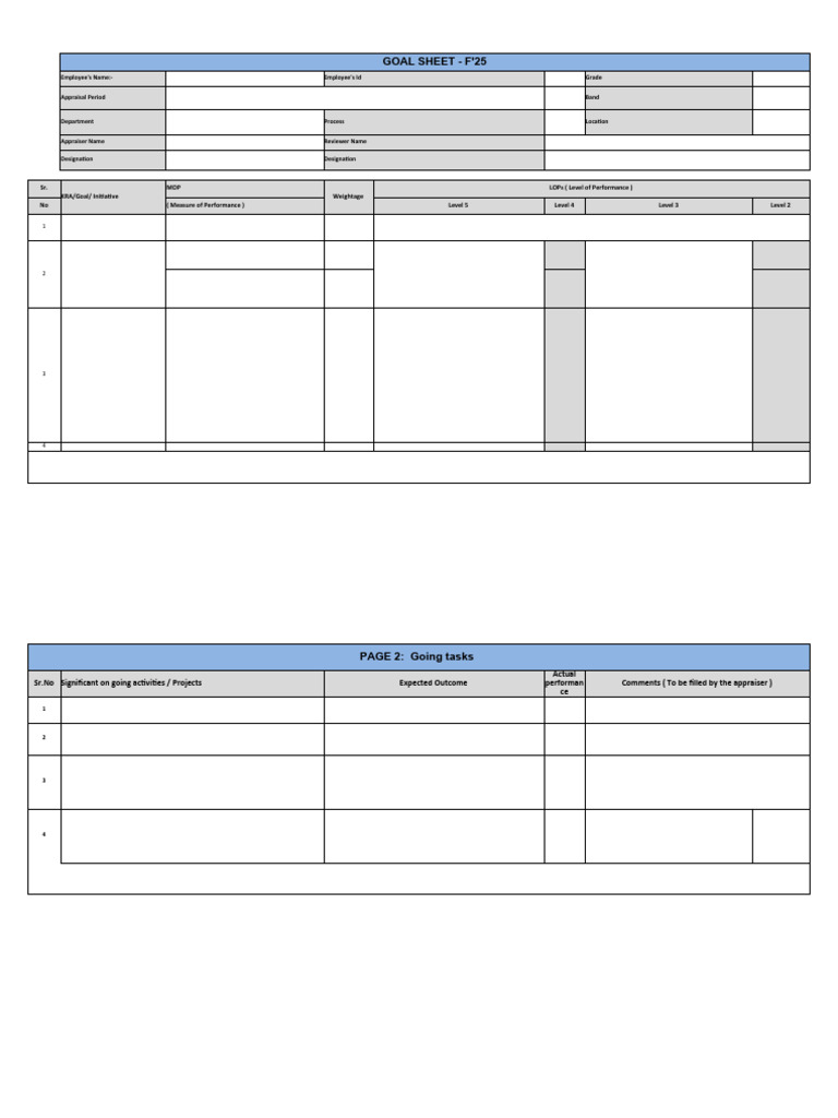 ATS Goal Sheet Blank Format | Download Free PDF | Sales | Business ...