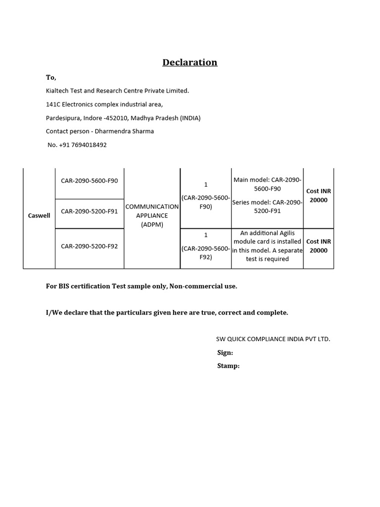 Bluedart Declaration Letter 01 | PDF | Technology & Engineering