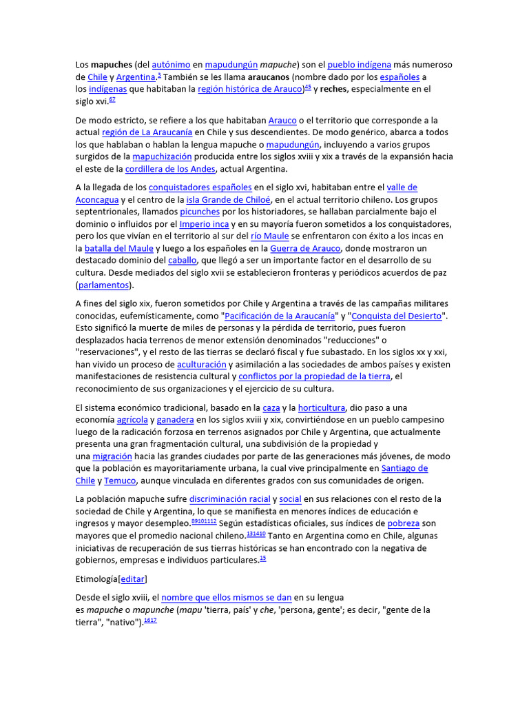 Origen y ubicación de los mapuches | PDF | Pueblos Indígenas de las ...
