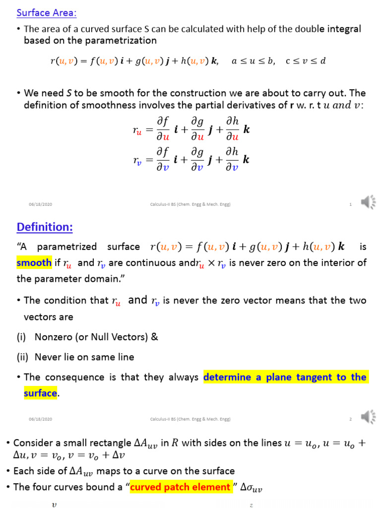 Lecture 25 - 2 - Surface and Area | PDF | Area | Derivative
