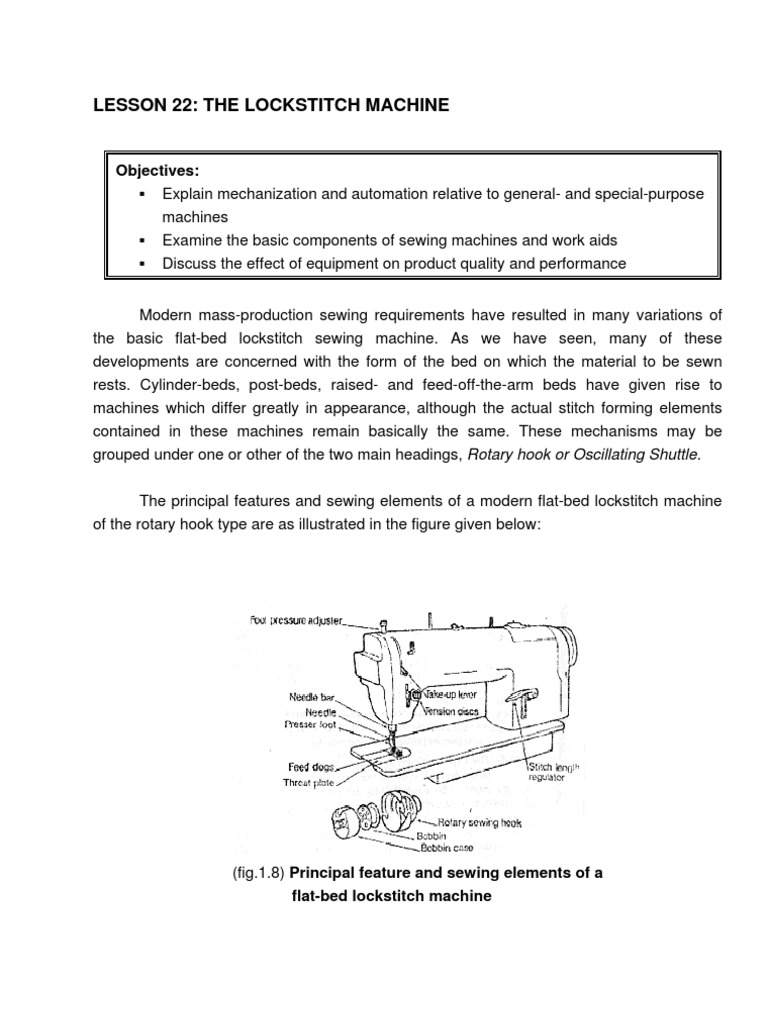 Lock Stitch Machine | PDF | Sewing Machine | Clothing Industry