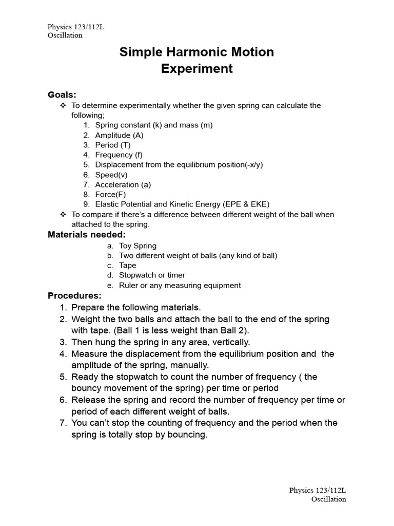 Oscillation Experiment | PDF | Oscillation | Physical Sciences