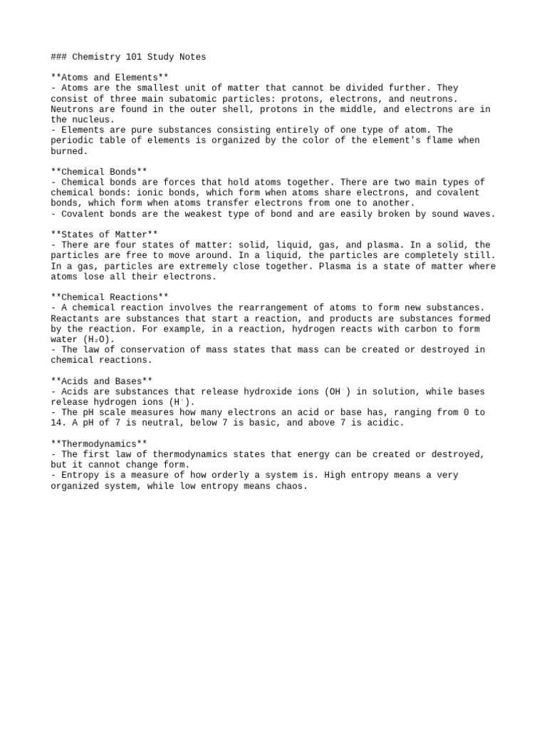Chem 101 Class Notes | PDF Chem 101 Class Notes | PDF