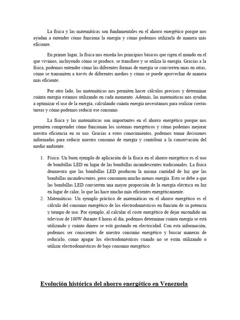 Ahorro energético: física y matemáticas en acción | PDF | Uso eficiente ...