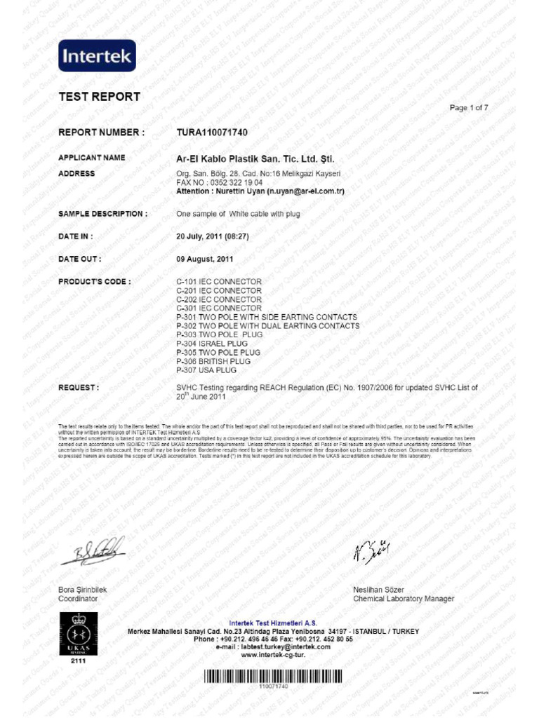 Cable Test Report | PDF