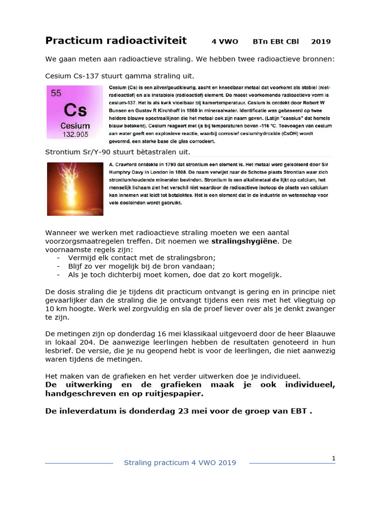 Practicum Radioactiviteit Resultaten 4 VWO 2019 | PDF