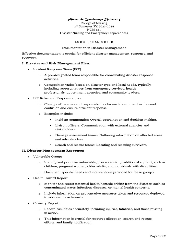 MODULE-HANDOUT-8 | PDF | Emergency Management | Natural Disasters