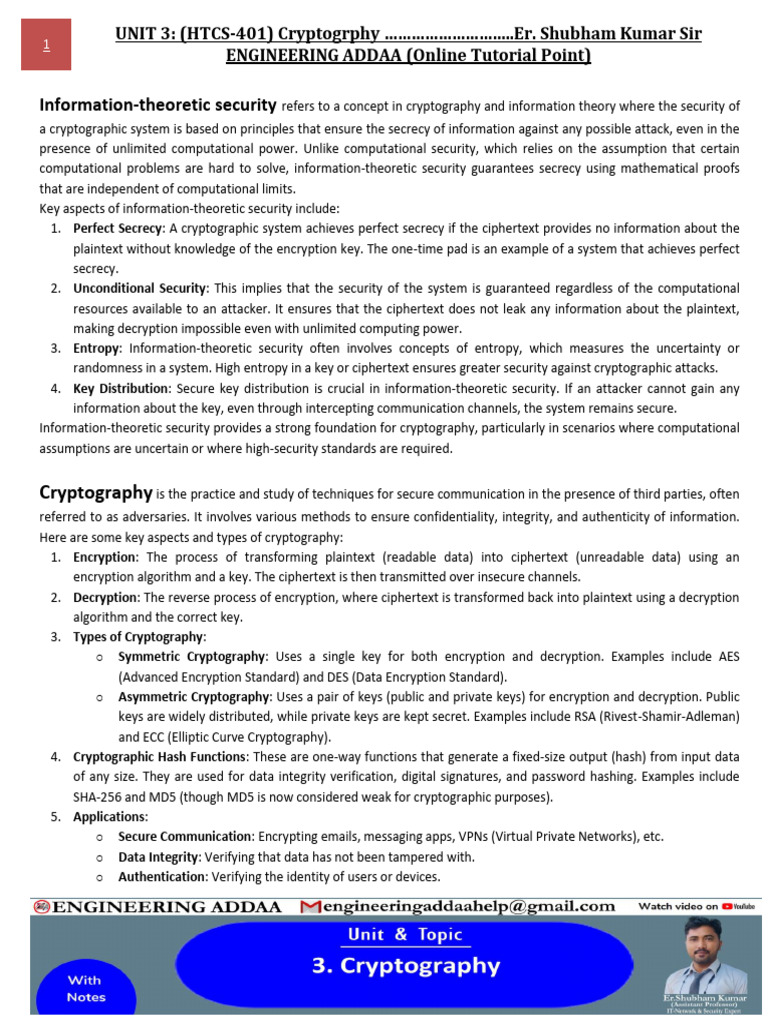 Honrs Unit 3 | PDF | Cryptography | Key (Cryptography)