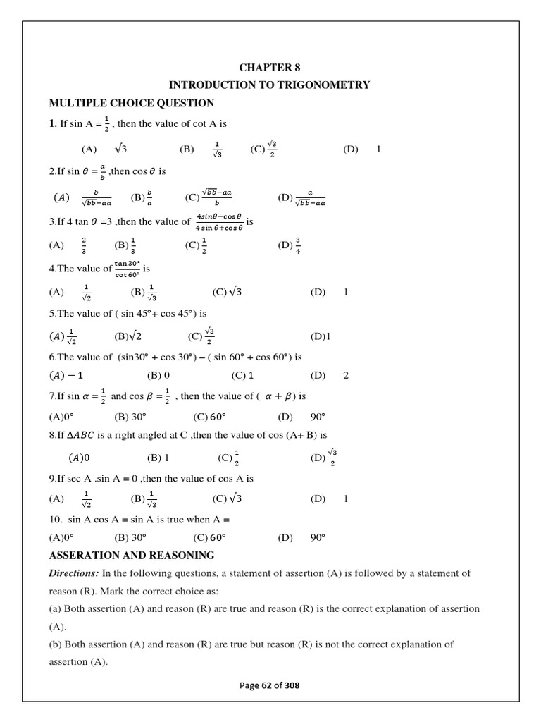 G - 10 - Introduction To Trigonometry Assignment | PDF | Trigonometry ...