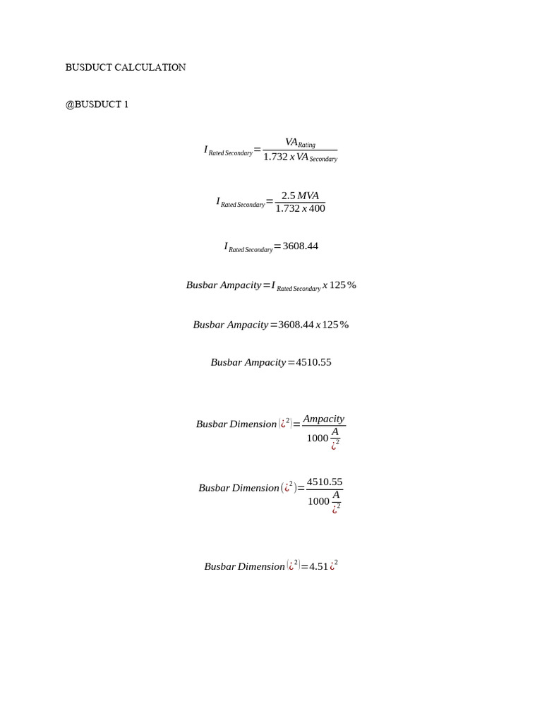 Busduct Calculation | PDF | Power Engineering | Electric Power
