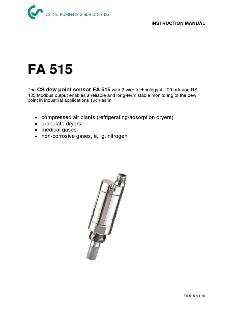 FA 515 V1.10 Dew Point Sensor Guide | PDF | Calibration | Sensor