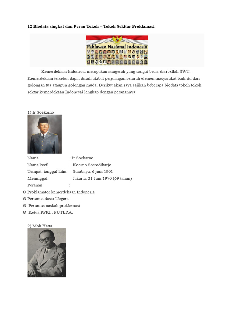 12 Biodata singkat dan Peran Tokoh | PDF