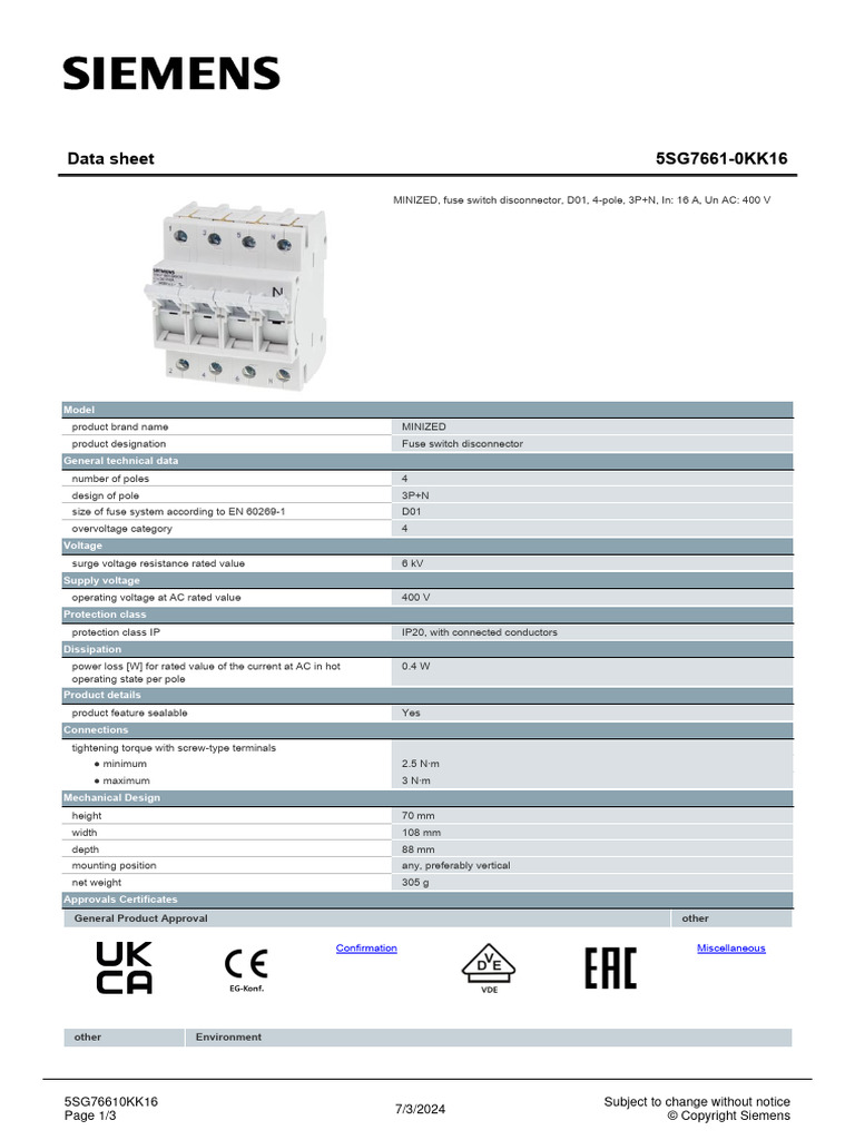 5SG76610KK16_datasheet_en | PDF | Fuse (Electrical) | Alternating Current