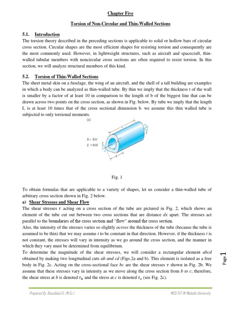 Ch-5 Final Lecture Torsion of Non Circular | PDF | Stress (Mechanics) | Shear Stress
