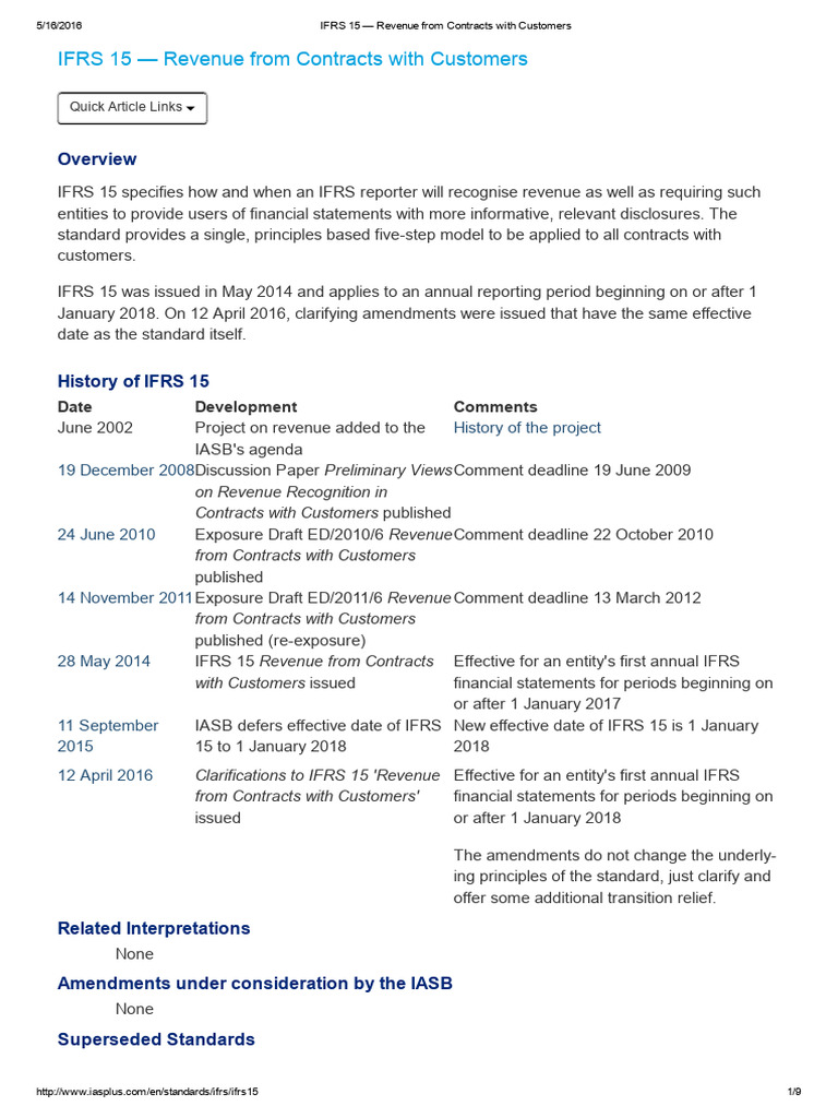IFRS 15 Revenue From Contracts With Customers | PDF | International ...