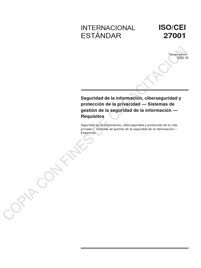 Norma Iso 27001 - 2022.en - Es | PDF | Seguridad de información | Riesgo