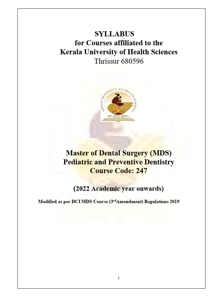 MDS Pediatric and Preventive Dentistry Syllabus | PDF | Dentistry ...